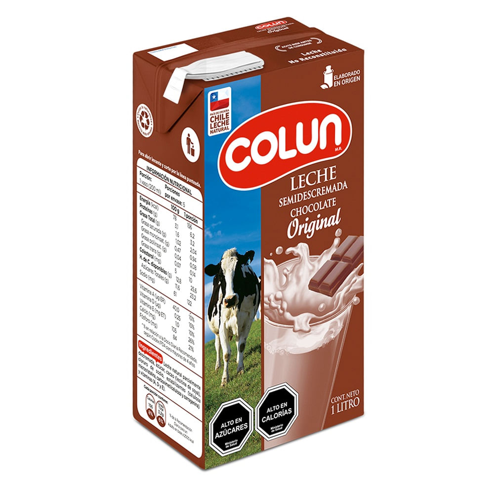 Lacteos: Leche Semidescremada Chocolate Original Colun 1L
