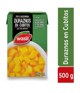 Abarrotes: Duraznos en Cubitos Wasil 500g